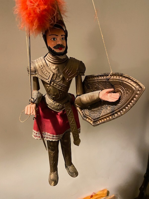 VTG Antique Knight Italian Sicilian Puppet Marionette Metal Armor ...
