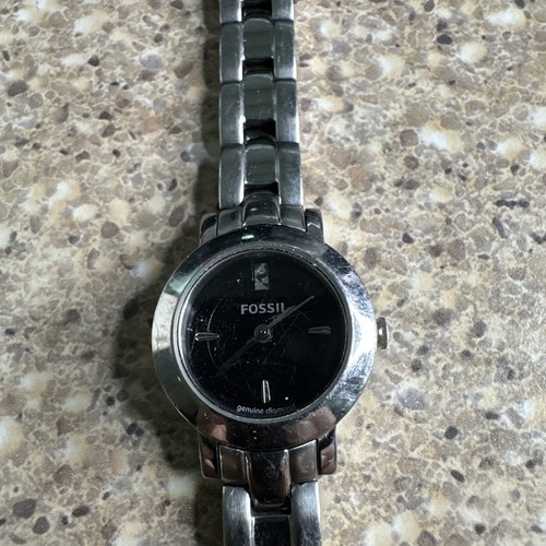 Fossil Genuine Diamond Stainless Steel Silver Tone Ladies Wrist Watch ...
