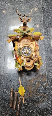 Gebr. Kuner Double Cuckoo Clock Havaian Sunset Hare Pheasant 1 day ...