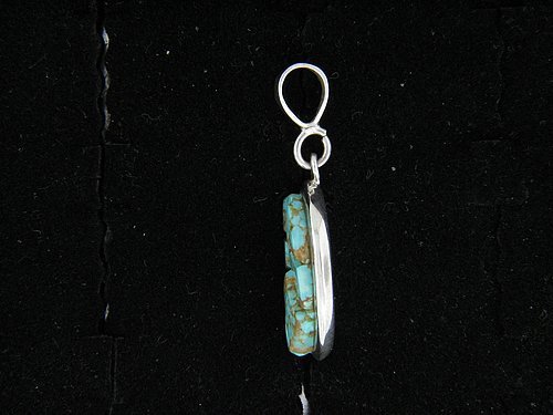 #8 Turquoise Beautiful Cobble Stone Inlaid Design Sterling Pendant ...
