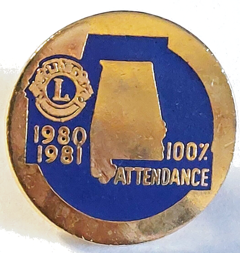 Lions International ALABAMA 1980-1981 100% ATTENDANCE Lapel Pin (082923 ...