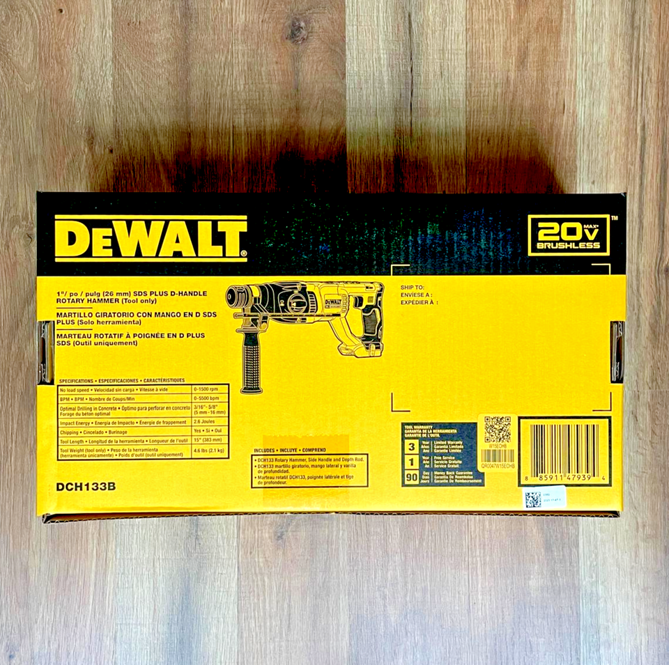 DEWALT DCH133B 20V Max Brushless 1" SDS Plus D-Handle Rotary Hammer ...