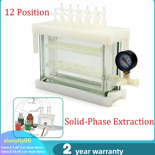 12 Position Lab Solid Liquid Phase Extraction SPE Manifold Vacuum ...