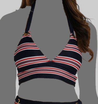 $85 La Blanca Women's Blue Sailor Halter Longline Bikini Top Swimwear ...