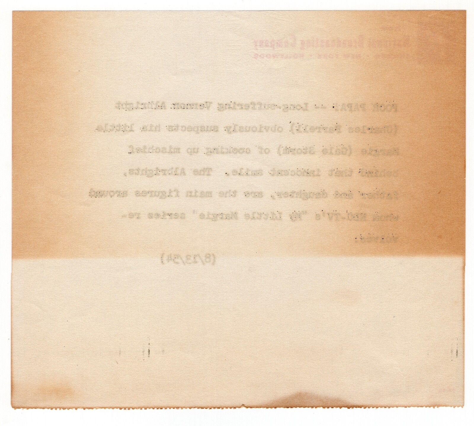 1954 NBC Press Release Photo Charles Farrell & Gale Storm in "My Little ...