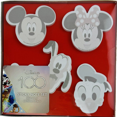 Disney 100th year Die Cut Sticky Note Set 3"x3" 5 Pads (60 Sheets Each ...