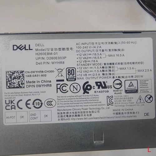 NEW Genuine Dell Optiplex 3080 7080 SFF MT 260W Power Supply H260EBM-01 ...