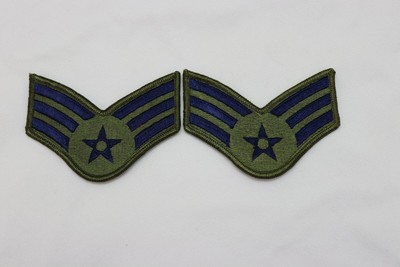 USAF SRA Senior Airman E4 Chevrons OD & Blue Patch Pair P8254 | eBay