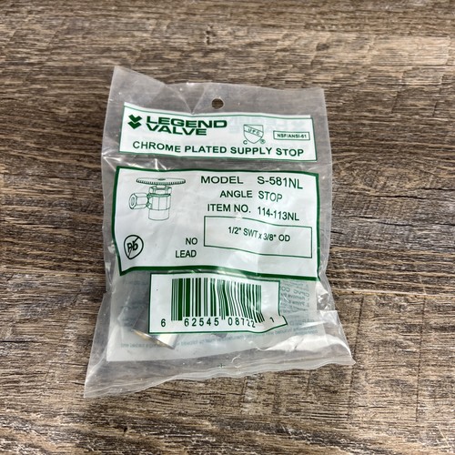 Legend Valve T-581NL 114-113NL Angle Stop Chrome Valve 1/2" SWT x 3/8 ...