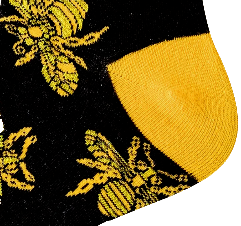 Bees Crew Socks Black Bumble Bee Happy Sock Pollinator Fashion Women's ...