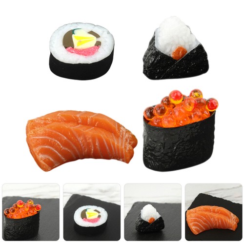 4 Pcs Simulation Food Model Sushi Kit Artificial Rolling Mat Fake | eBay