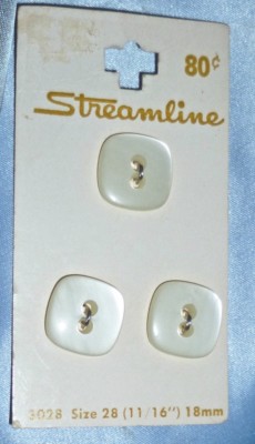 VINTAGE Buttons STREAMLINE K104 11/16 white PLASTIC Square NOS | eBay