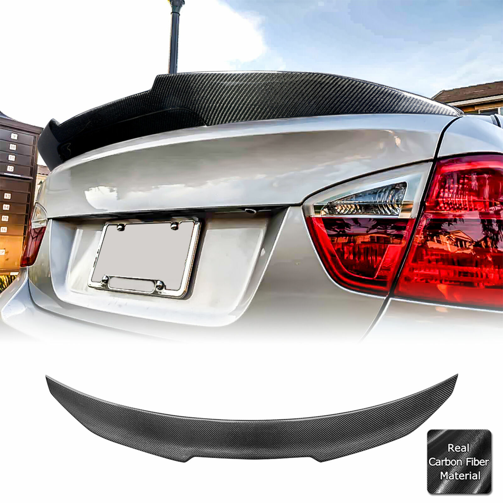 REAL CARBON FIBER PSM TRUNK SPOILER WING For 2006-11 BMW E90 3 SERIES ...