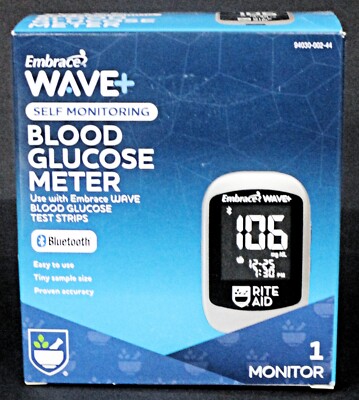 Embrace Wave + Blood Glucose Meter Self Monitoring Bluetooth BRAND NEW ...