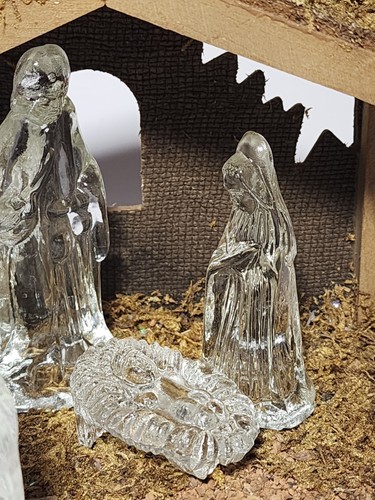 Clear Glass Crystal Nativity Scene 7 Piece Beautiful When Lit Up | eBay