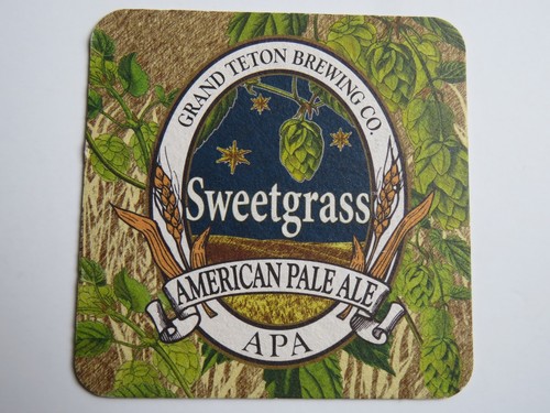 Beer Bar Coaster ~ GRAND TETON Brewing Co Sweetgrass American Pale Ale ...
