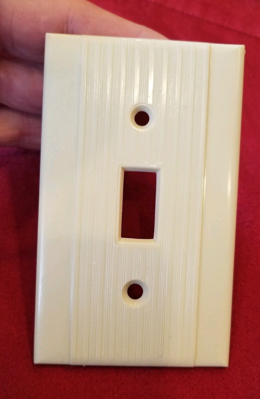 1 Ivory Vtg Ribbed Deco Single Gang Switch Cover Plate Bakelite? - Y37 ...