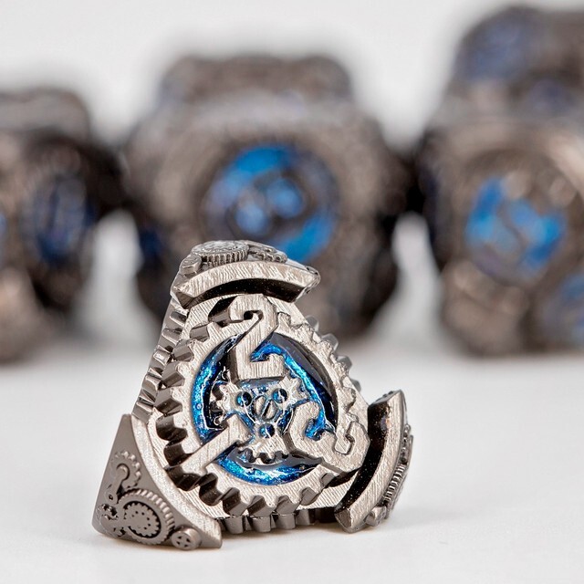 Sage's Artificer's Core Cerulean Essence Metal Polyhedral Dice Set ...