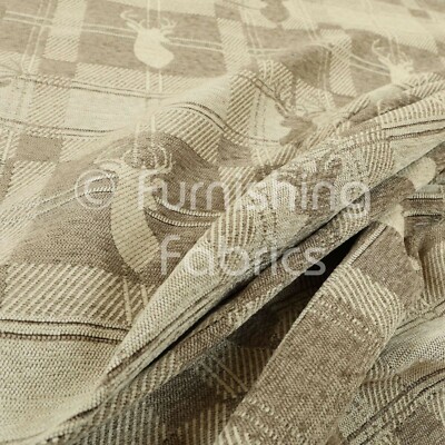 New Soft Like Cotton Small Stag Pattern Upholstery Woven Fabric Beige ...