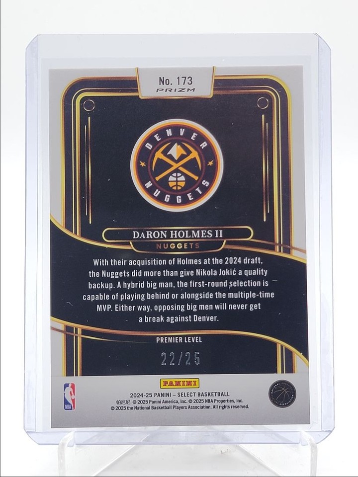 DARON HOLMES II 2024-25 SELECT PREMIER LEVEL ROOKIE BLUE DISCO RC /25 ...