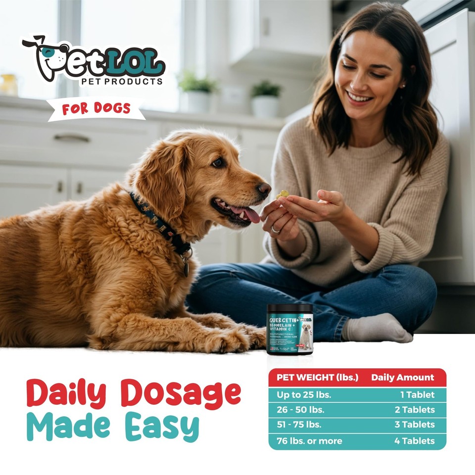 Quercetin for Dogs with Bromelain & Vitamin C - Allergy & Itch Relief ...
