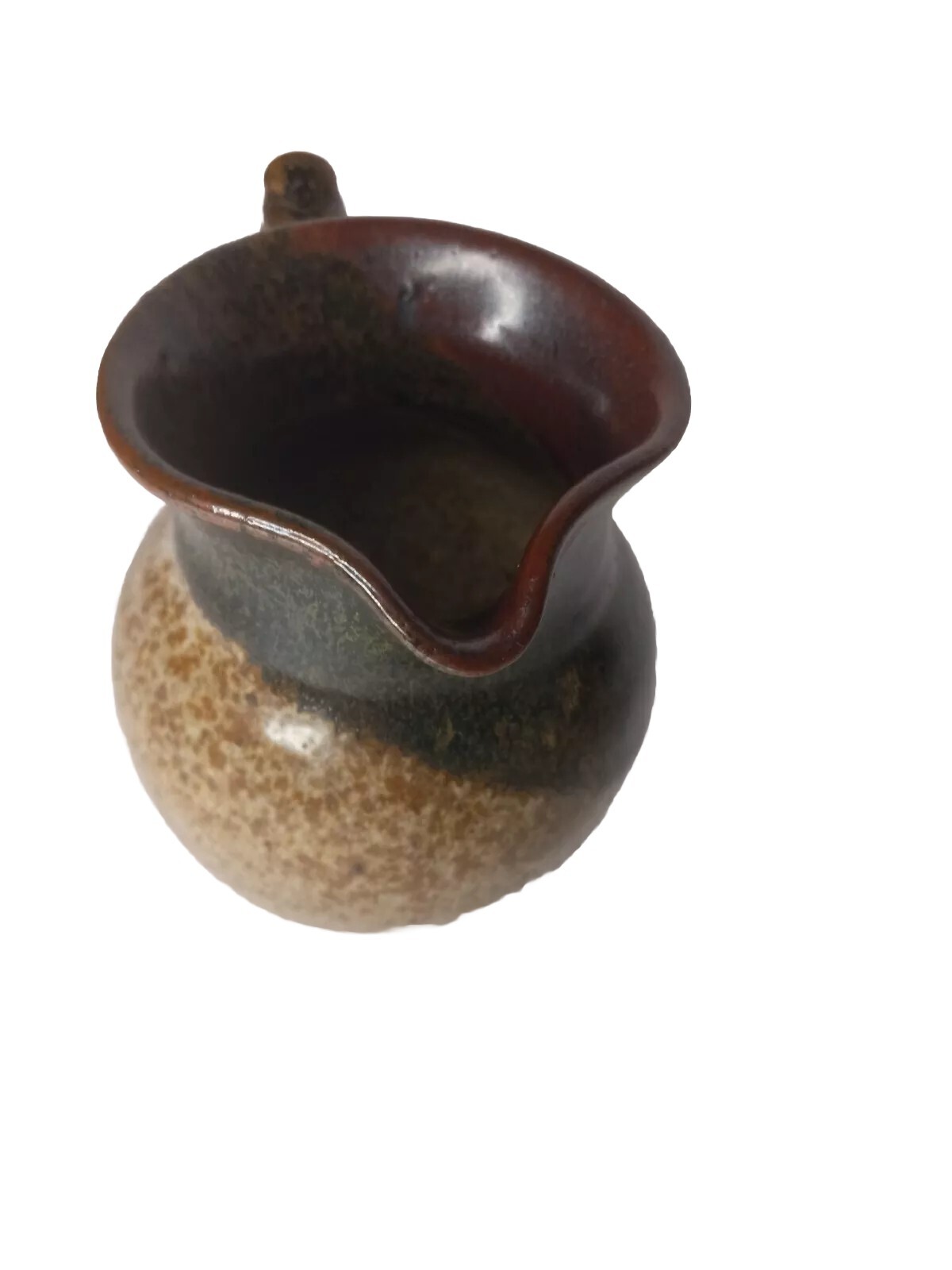 Ed Schrock Pottery Speckled Drip Brown Creamer Mini Pitcher Vase 4 6/8 ...