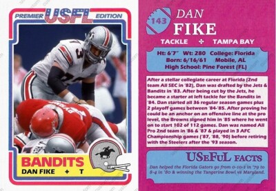 Dan Fike 1984 USFL Custom Card Tampa Bay Bandits Cleveland Browns | eBay