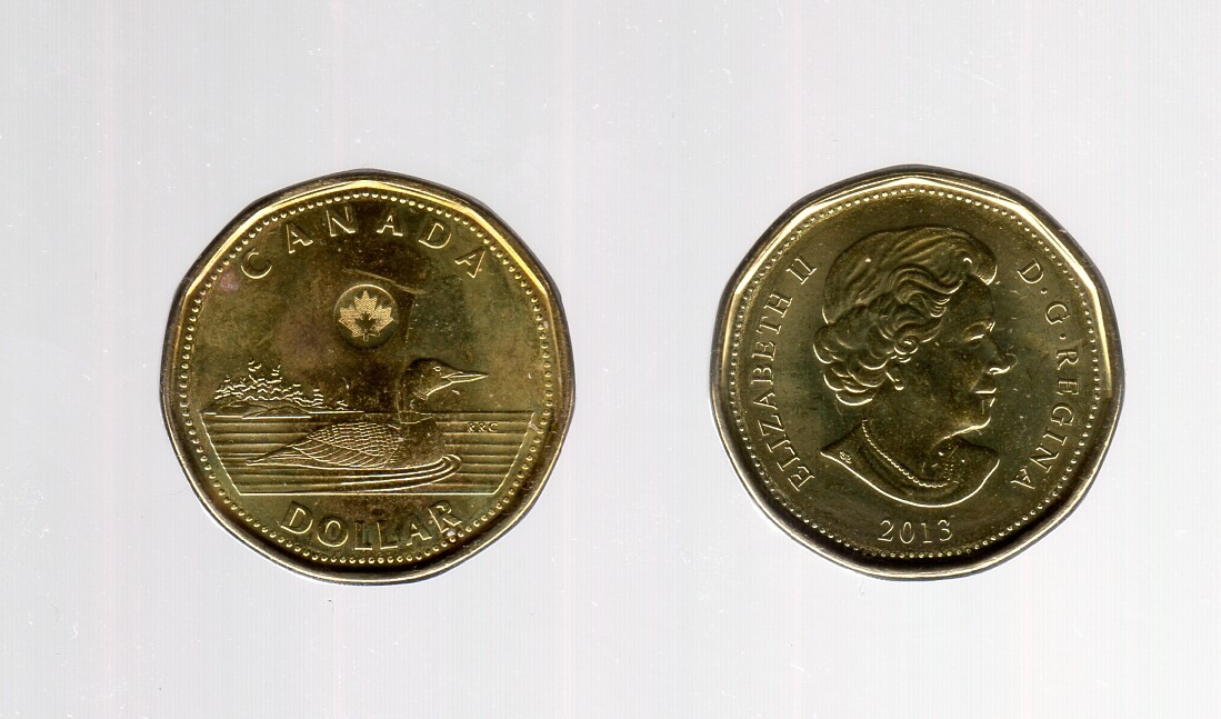 2013 LOONIE DESIGN DOLLAR CIRCULATION COIN FROM ROLL. | eBay