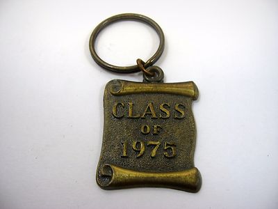 Class of 1975 Keychain Vintage Brass Tone Metal Scroll Diploma ...