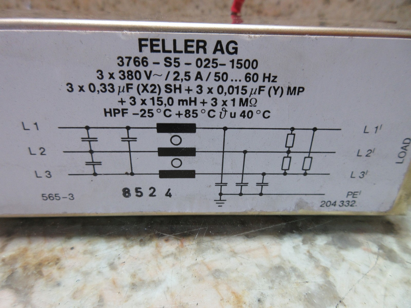 FELLER AG POWER BLOCK 3766-S5-025-1500 3X380V 2.5A 50/60HZ 204332 CNC ...