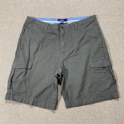 Chaps Cargo Shorts Mens 36x9 Large Khaki Green Grey Travel Chino USA ...