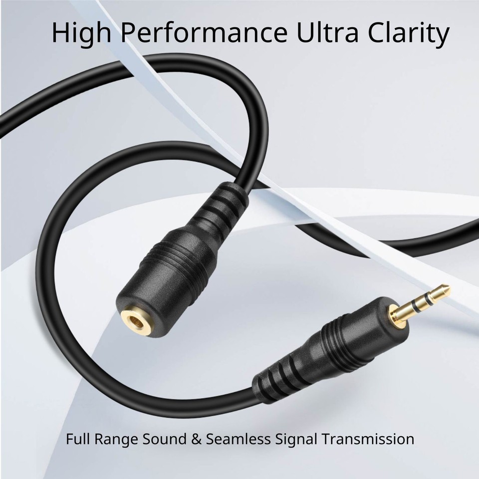2.5mm Extension Cable 15FT Male to Female Stereo Audio Sub Mini Jack ...