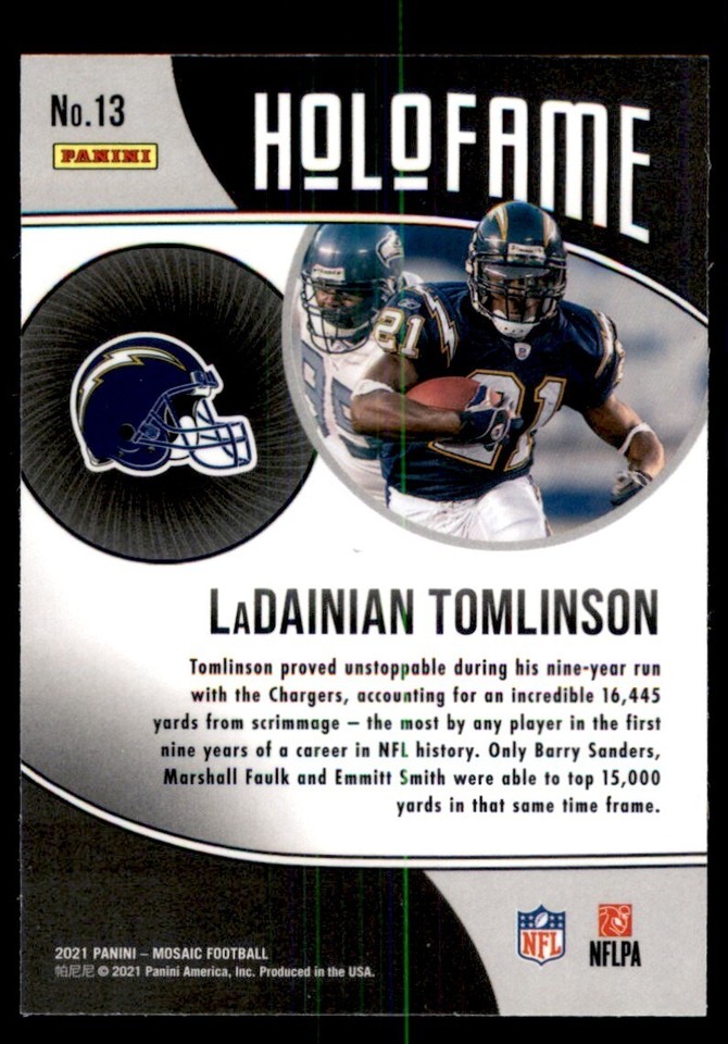 2022 Panini Mosaic HOLOFAME La Dainian Tomlinson San Diego Chargers #13 ...