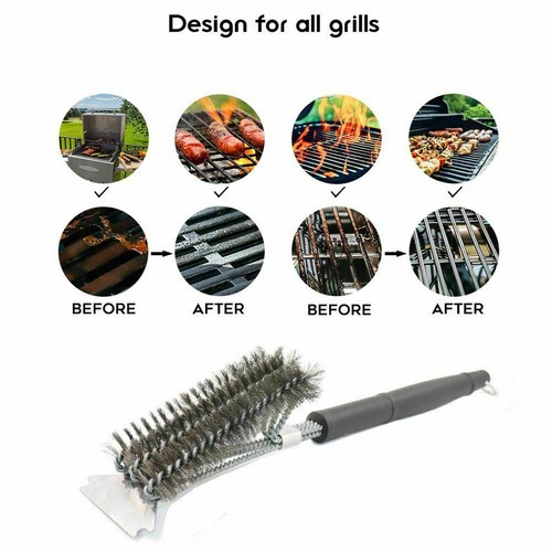 BBQ Grill Brush Scrubber Barbecue Cleaning Tool Stainless Steel Wire ...