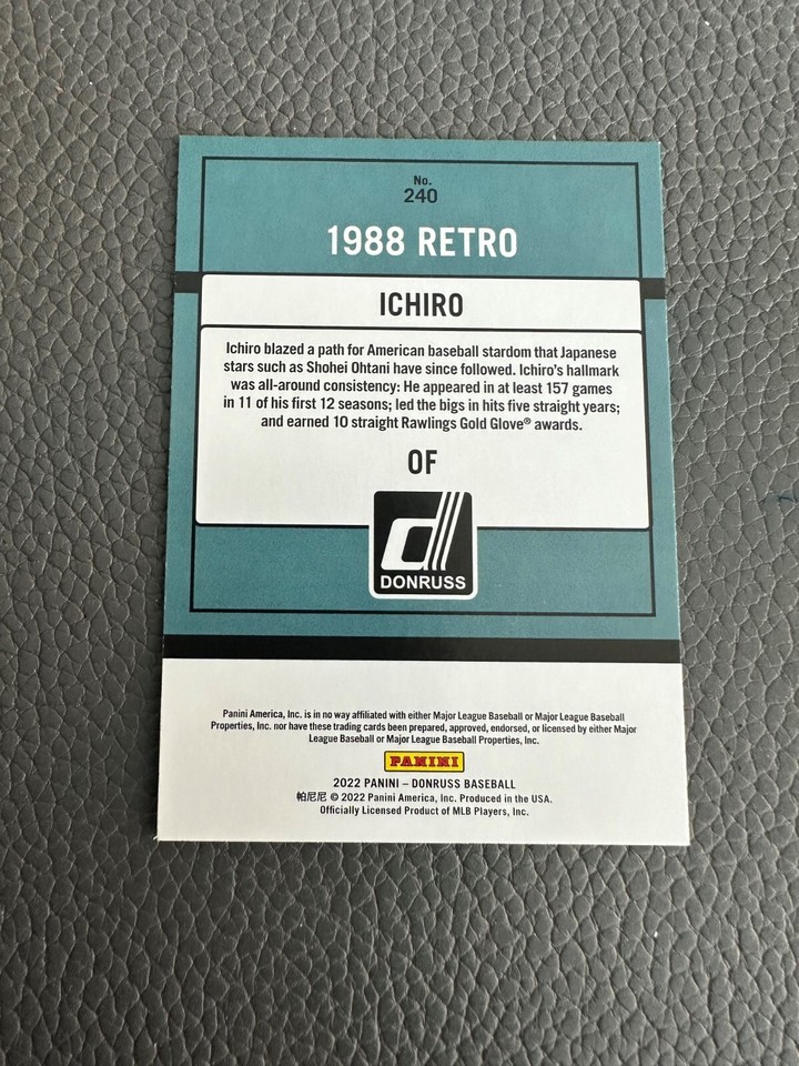 2022 Donruss Ichiro Name Variation #240b Seattle Mariners HOF | eBay