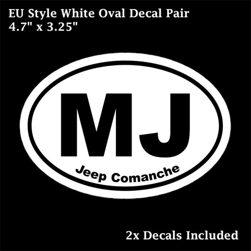 White Oval "MJ" Sticker Pair - Fits Jeep Comanche MJ (1986-1992) - Rear ...