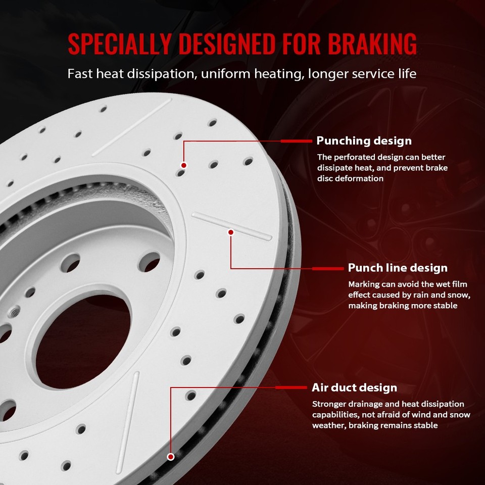Rear Drilled Brake Rotors & Ceramic Pads Set for 2015-2023 Subaru ...