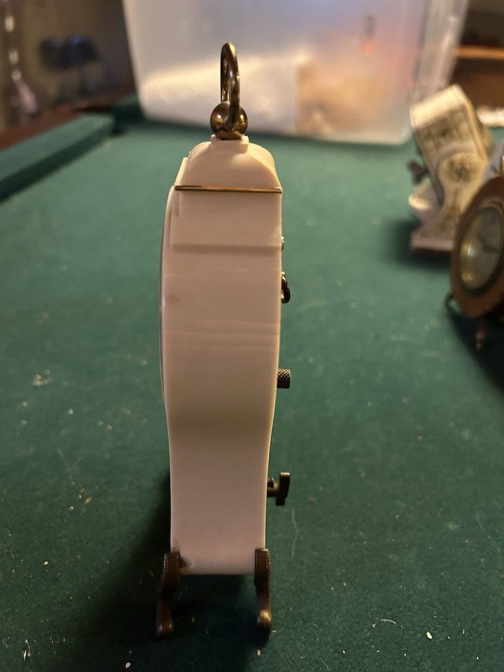 Vintage Miniature Alarm Clock-Hand Painted Plastic Case With Music Box ...