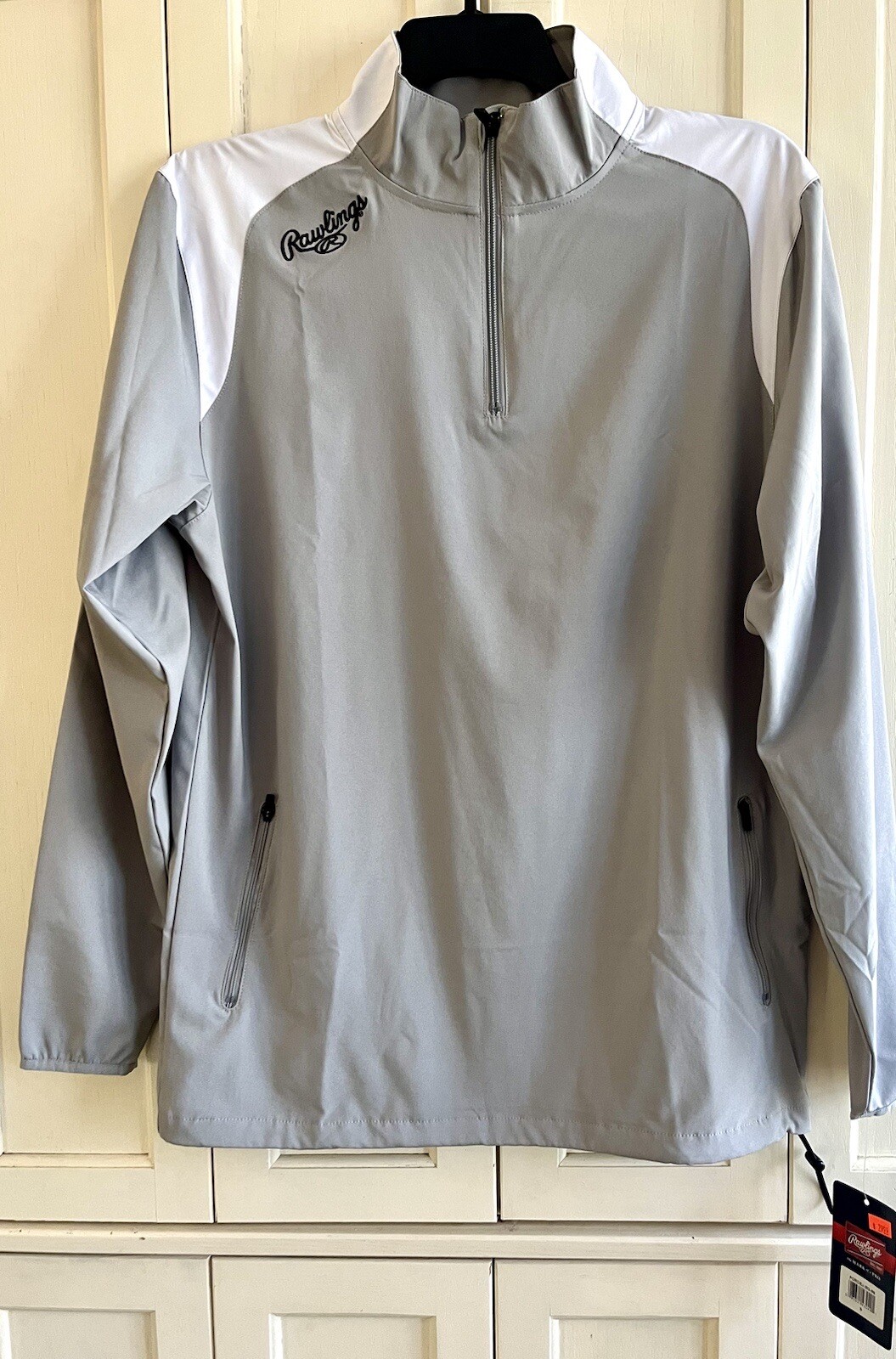 NEW Rawlings Lightweight Pullover 1/4 Zip Baseball Jacket Grey Men's ...
