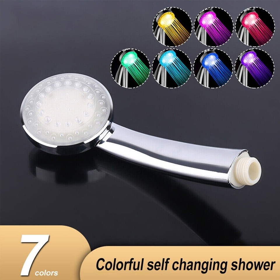 Handheld 7 Color Changing LED Light Water Bath Home Bathroom Shower ...