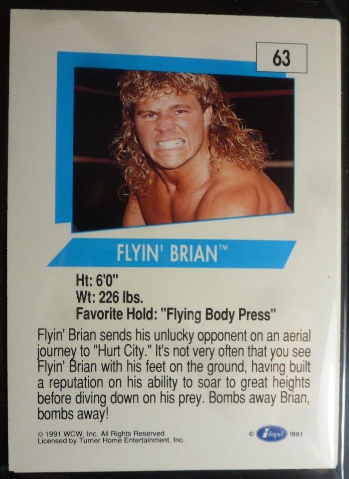 1991 Impel WCW Flyin' Brian Pillman #63, WWF, WCW, AEW NM | eBay