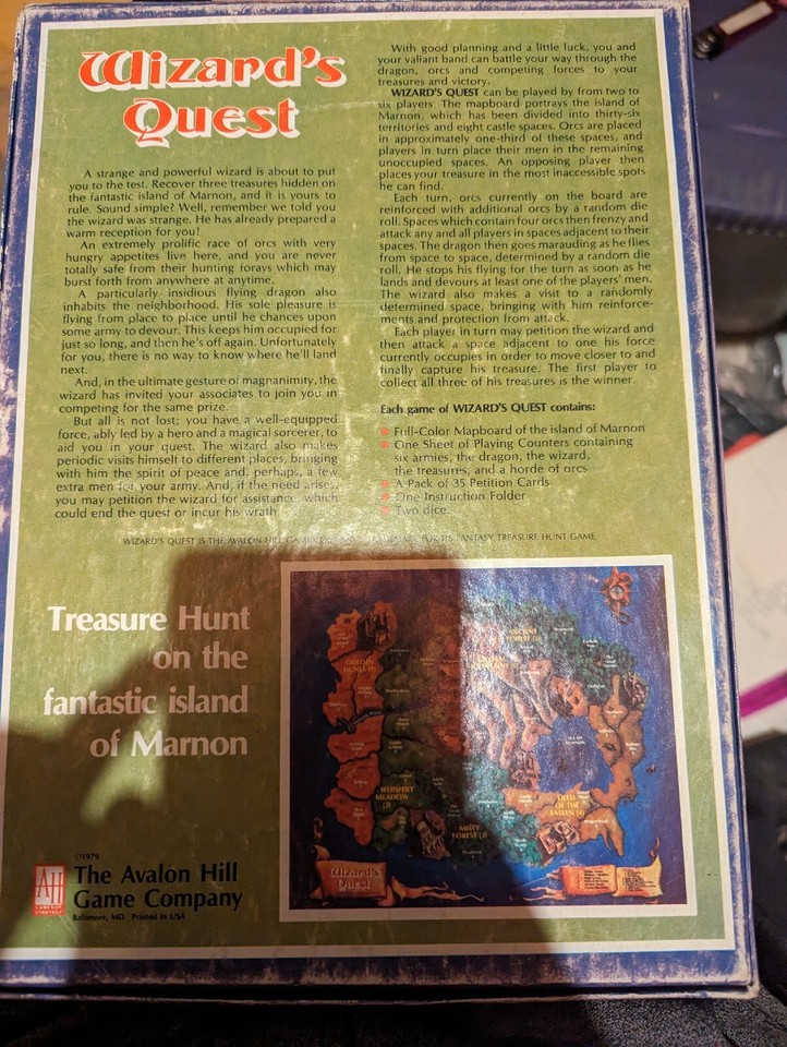 Wizard’s Quest Vintage Board Game Avalon Hill 1979 Fantasy Bookcase ...