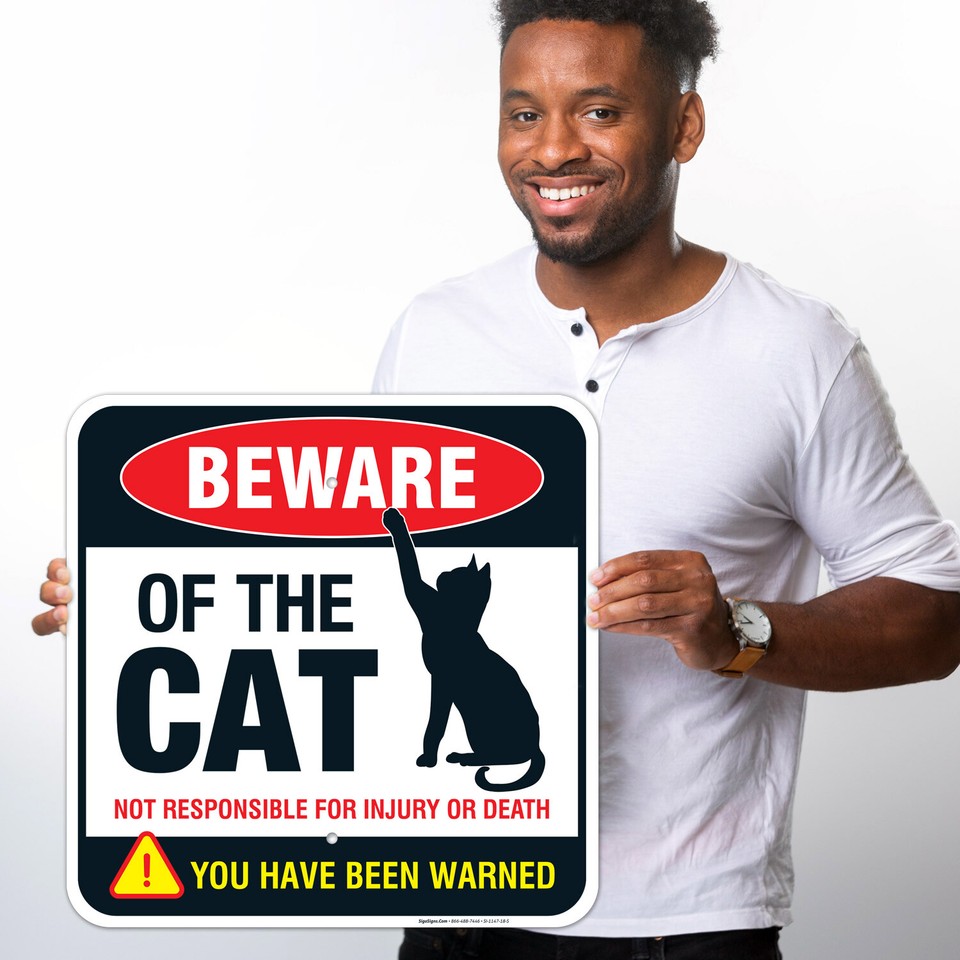 Beware of Cat Sign, Funny Attack Cat Sign, | eBay