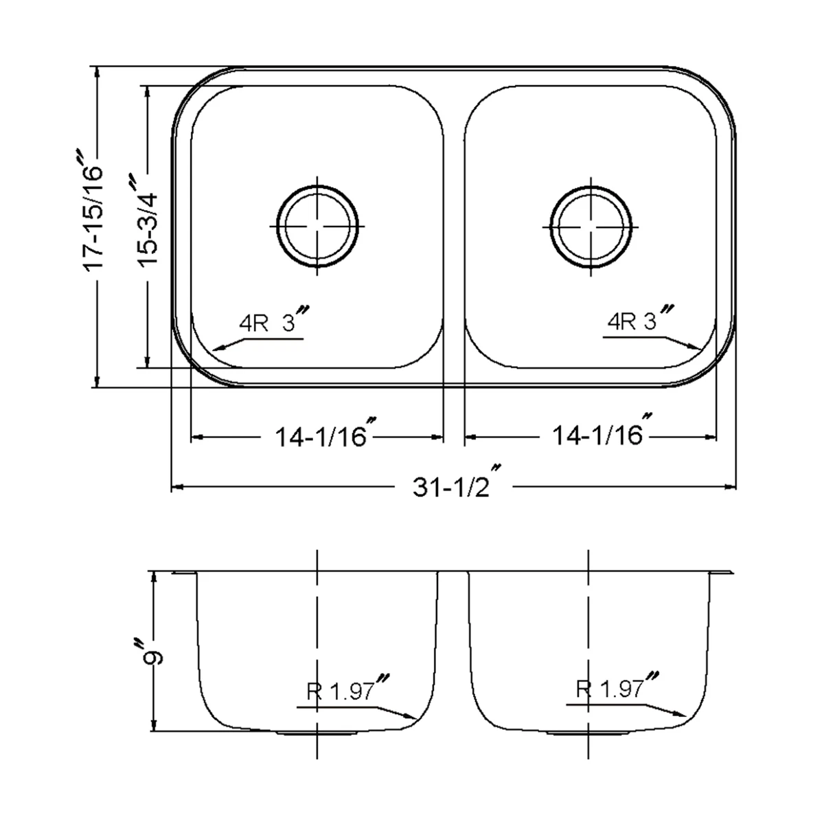 Double Kitchen Sink Dimensions