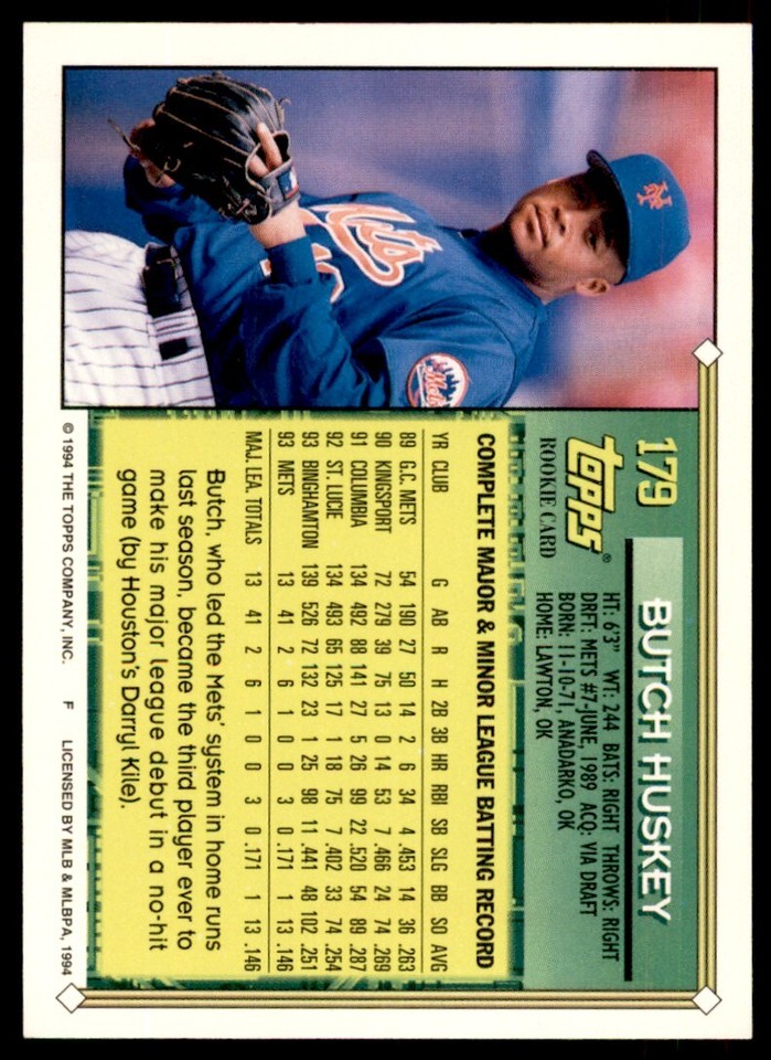 1994 Topps Gold Butch Huskey Baseball Cards #179 | eBay