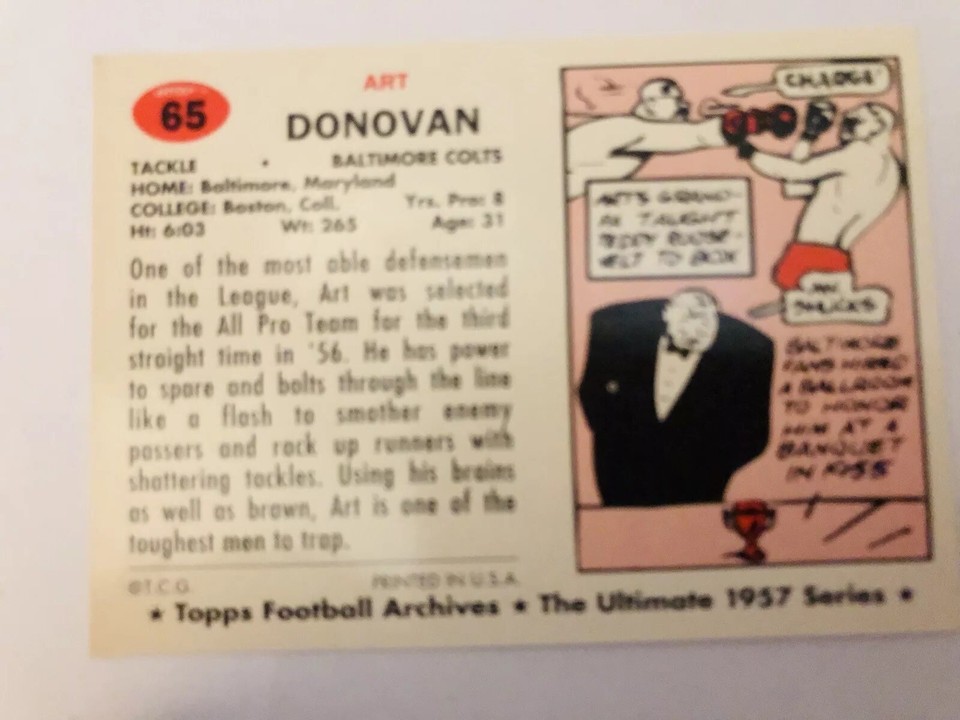 Art Donovan Autographed Card Baltimore Colts | eBay