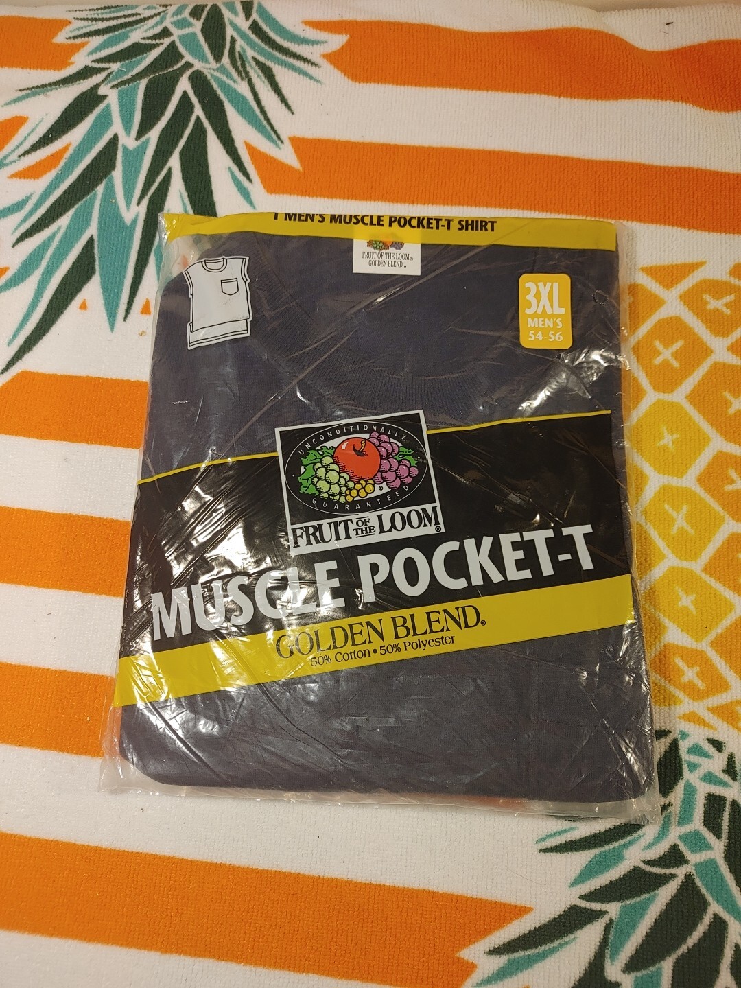 Vintage 1998 Fruit Of The Room Dk Blue Muscle Pocket Golden Blend 3X ...