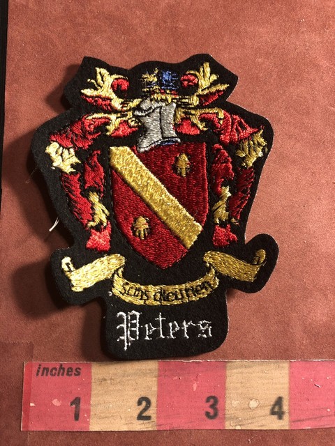 Vtg Circa 1980s PETERS Last Name Patch Surname Family Crest Coat Of vtg-circa-1980s-peters-last-name-patch-surname-family-crest-coat-of