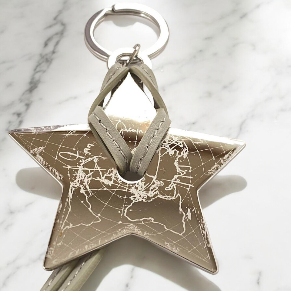 Christian Dior Star Key Chain Ring Charm Leather Silver 2024 Platinum ...