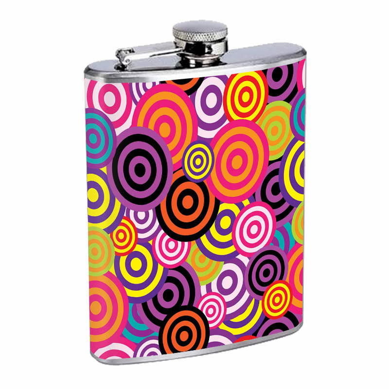 Retro Circles Em2 Flask 8oz Stainless Steel Hip Drinking Whiskey | eBay